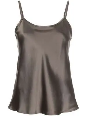 Voz Flared Silk Vest Top - Grey
