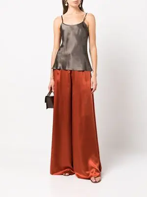 Voz Flared Silk Vest Top - Grey
