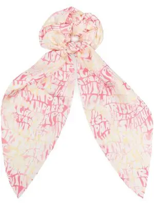 LANVIN Logo-print Knot-detailed Scrunchie - Pink