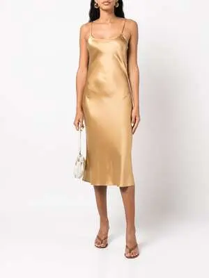 Voz Metallic Silk Midi Slip Dress - Gold