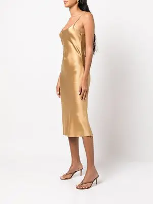 Voz Metallic Silk Midi Slip Dress - Gold