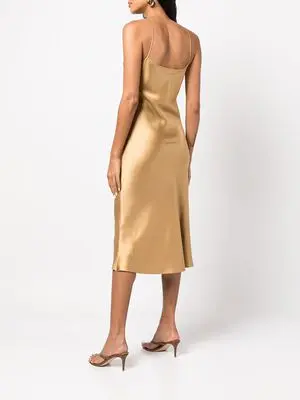 Voz Metallic Silk Midi Slip Dress - Gold