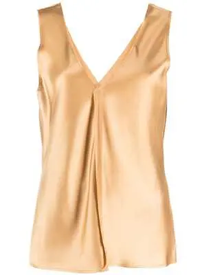 Voz Raw-cut Silk Tank Top - Gold