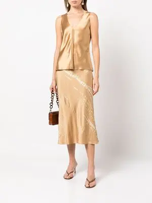 Voz Raw-cut Silk Tank Top - Gold