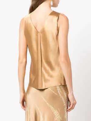Voz Raw-cut Silk Tank Top - Gold