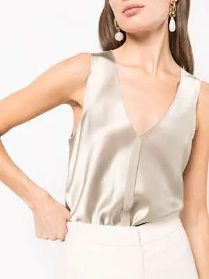 Voz Raw-cut Silk Tank Top - Grey