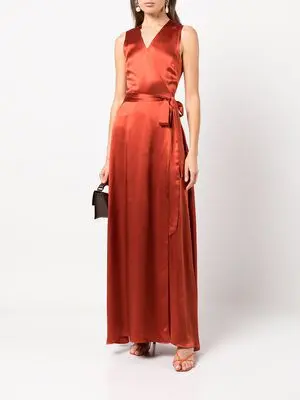 Voz Silk Maxi Wrap Dress - Red