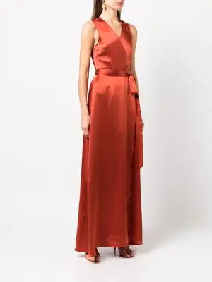 Voz Silk Maxi Wrap Dress - Red