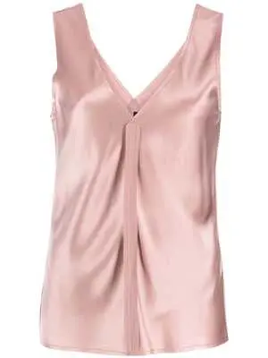 Voz Raw-cut Silk Tank Top - Pink