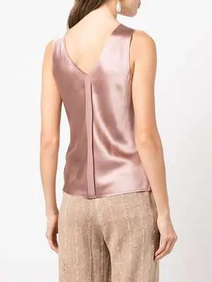 Voz Raw-cut Silk Tank Top - Pink