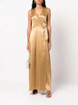 Voz Silk Maxi Wrap Dress - Gold