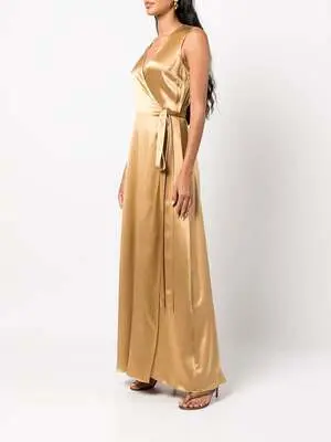 Voz Silk Maxi Wrap Dress - Gold