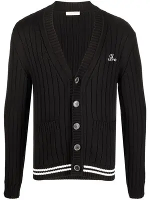 Valentino Garavani Ribbed-knit V-neck Cardigan