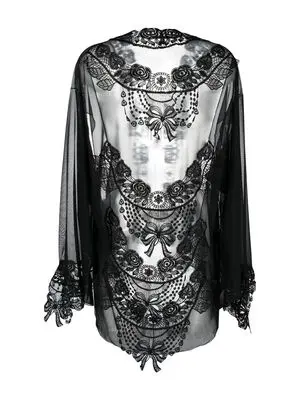 BELLE ET BON BON Bisoux Venetian Lace Robe - Black