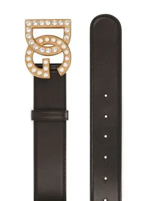Dolce & Gabbana Dg-logo Leather Belt - Black