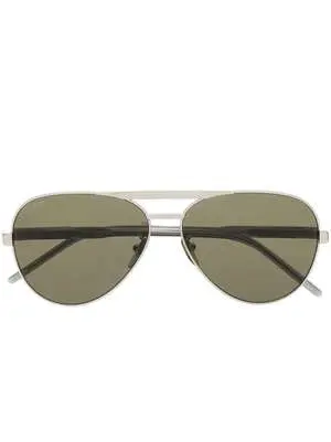 Gucci Silver-tone Aviator Sunglasses - Green