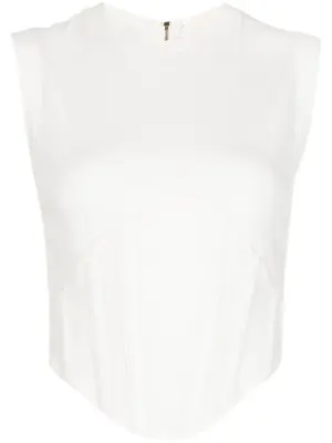 DION LEE Fine-ribbed Corset Tank Top - White