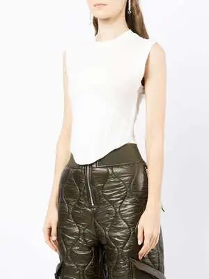 DION LEE Fine-ribbed Corset Tank Top - White