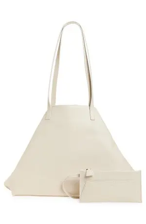 Akris Ai Calfskin Leather Tote - Alabaster