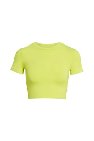 Adam Selman Cropped Cutout Neon Stretchjersey Crop Top - Bright Yellow