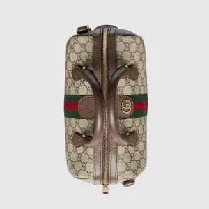 Gucci Ophidia Medium Top Handle Bag - Beige And Ebony Canvas