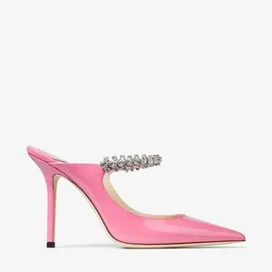JIMMY CHOO Bing 100 Patent Leather Pumps With Crystal Strap