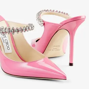 JIMMY CHOO Bing 100 Patent Leather Pumps With Crystal Strap