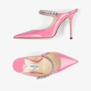 JIMMY CHOO Bing 100 Patent Leather Pumps With Crystal Strap