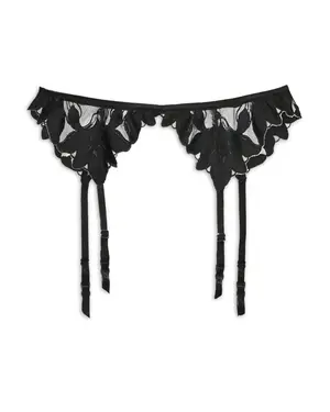 FLEUR DU MAL Lily Embroidered Garter Belt