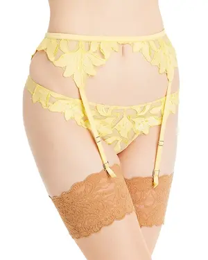 FLEUR DU MAL Lily Embroidered Garter Belt Daffodil