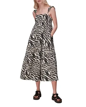 Whistles Mountain Zebra Print Midi Dress