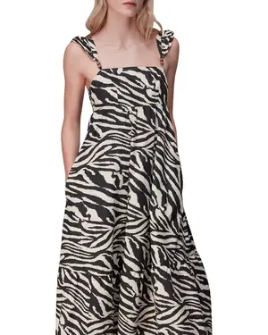 Whistles Mountain Zebra Print Midi Dress