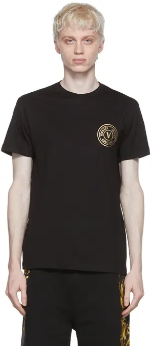 Versace Versace Jeans Couture Black V-Emblem T-Shirt - Eg89 Nero+oro