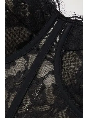 Alexander McQueen Satin-trimmed Cotton-blend Corded Lace Bustier Top