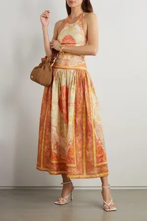 Zimmermann Anneke Cutout Paisley-print Linen Maxi Dress