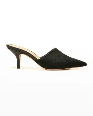 Veronica Beard Merla Suede Point-toe Mules - Black