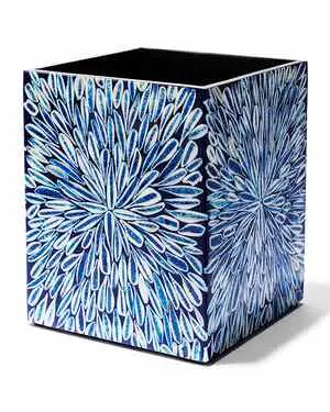 LADORADA Blue Almendro Wastebasket - Blue And Ivory
