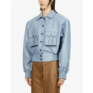 THE MANNEI Lea Elasticated-hem Relaxed-fit Leather Bomber Jacket