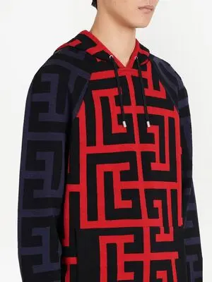 Balmain Monogram-print Drawstring Hoodie