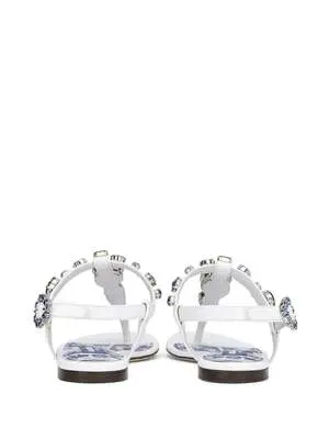 Dolce & Gabbana Bejeweled Thong Sandals - White