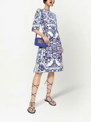 Dolce & Gabbana Majolica-print Midi Dress - Blue