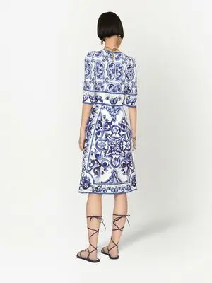 Dolce & Gabbana Majolica-print Midi Dress - Blue