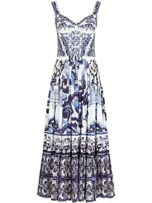 Dolce & Gabbana Majolica-print Bustier Maxi Dress - Blue
