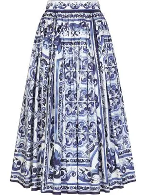 Dolce & Gabbana Majolica-print Pleated Maxi Skirt