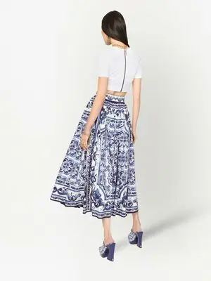 Dolce & Gabbana Majolica-print Pleated Maxi Skirt