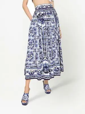 Dolce & Gabbana Majolica-print Pleated Maxi Skirt