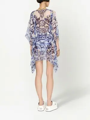Dolce & Gabbana Majolica-print Silk Caftan - Blue
