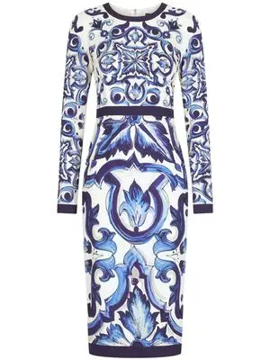 Dolce & Gabbana Majolica-print Sheath Dress - Blue