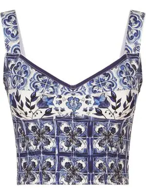 Dolce & Gabbana Majolica-print Corset Top - White