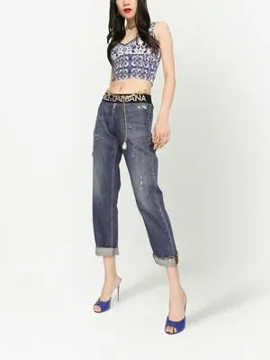 Dolce & Gabbana Majolica-print Corset Top - White